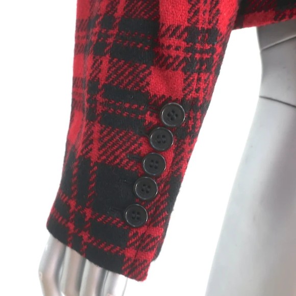 Yves Saint Laurent | Jackets & Coats | Saint Laurent Plaid Double Breasted Jacket Redblack Wool ...